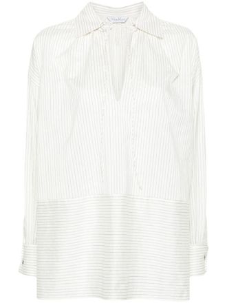 Max Mara chemise ray&eacute;e &agrave; col italien - Blanc