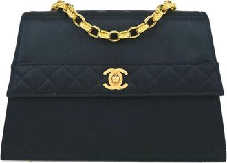 Chanel 1990 Gesteppte Schultertasche mit CC - Schwarz