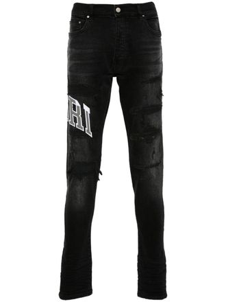Amiri jean Varsity Logo Repair - Noir