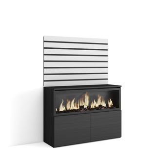 Skraut Home | Sideboard, Kommode | Aufbewahrungsschrank | 107x145x35 cm | Für Schlafzimmer, Zimmer | Elektrokamin XXL | Moderner Stil | Weiß