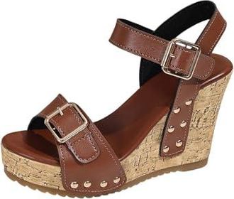 Generic Sandales compens&eacute;es pour femme - Bout ouvert - &Eacute;l&eacute;gantes - Couleur unie - Semelle &eacute;paisse - Style d&eacute;contract&eacute; - Respirantes - Pour le travail et les f