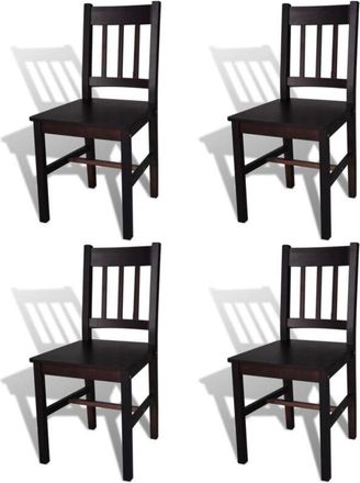 vidaXL Vidaxl - Chaises &agrave; manger lot de 4 marron fonc&eacute; pin&egrave;de