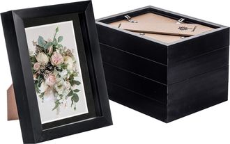 Nicola Spring 3D-Box Fotorahmen - 5 X 7 mit 4 X 6 Halterung - Schwarz/Schwarz - Pack Von 5