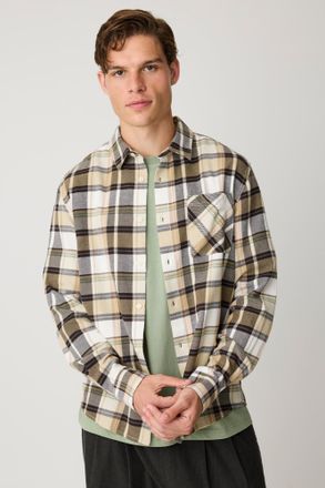 Knowledge Cotton Apparel Herren vegan Hemd Light Flannel Checkered Braun Kariert