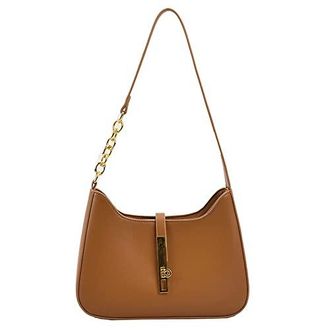 Generic Petit sac &agrave; bandouli&egrave;re en cuir v&eacute;g&eacute;talien pour femme - Sac &agrave; main &eacute;l&eacute;gant sous les bras - Petit sac &agrave; main pour femme, marron, small