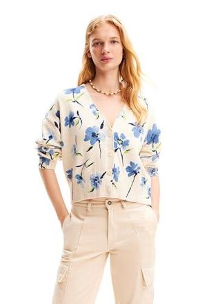 Desigual Jers_Mantis Sweater, Blanc, XL Femme