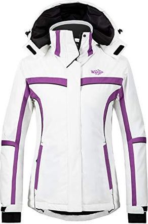Wantdo Femme Veste de Ski Imperm&eacute;able Manteau Hiver Chaud Veste Isol&eacute;e Coupe-Vent Veste de Snowboard Neige avec Capuche Anorak Outdoor Violet XL