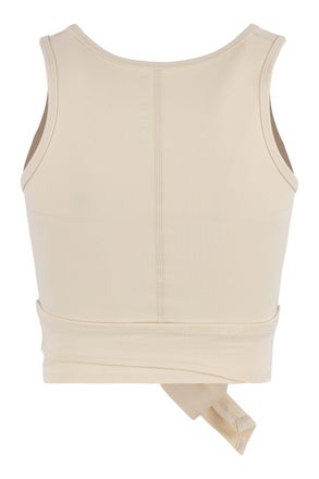 Live The Process Womens Cropped Sleeveless Top With Knot Detail Panna Polyamide Tops