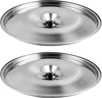 Yardwe Edelstahl Deckel 14Cm Ersatz F&uuml;r Gew&uuml;rztopf &Ouml;lbeh&auml;lter K&uuml;chenzubeh&ouml;r Kochtopfdeckel Mit Knopfgriff Silber 2 St&uuml;ck