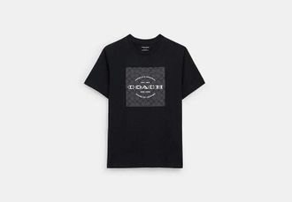 Coach Signature Square T-Shirt Aus Bio-Baumwolle f&uuml;r M&auml;nner in Schwarz, Gr&ouml;&szlig;e Mittel