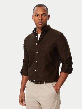 Tommy Hilfiger Hemd Solid Heritage MW0MW35774 Dunkelbraun Regular Fit