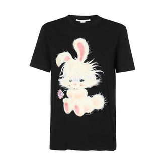 Stella McCartney Maxi Print Baumwoll T-shirt - - Tops - Damen - Schwarzk - 2XS