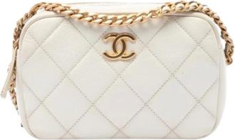 Chanel Sac bandouli&egrave;re matelass&eacute; en caviar Pre-owned - Femme - Pre-owned - Blanc - Taille: ONE Size