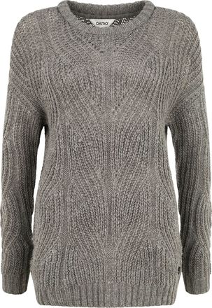 Oxmo Chiara Damen Strickpullover Grobstrick Pullover mit Rundhalsausschnitt, Gr&ouml;&szlig;e:L, Farbe:Medium Grey Melange (1802011)