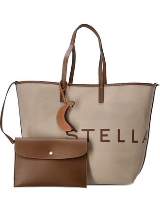 Stella McCartney Handtasche mit Logo-Print - Nude