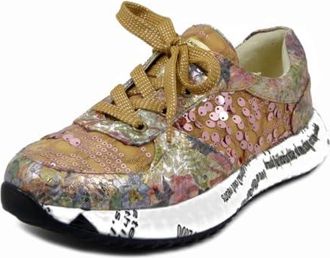 Laura Vita Laura Vita Baskets pour femme en cuir et tissu multicolore, semelle amovible, BURTON05, multicolore, 40 EU