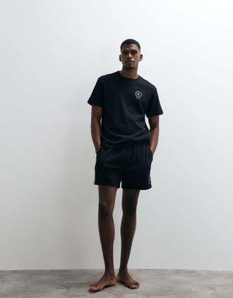 Calvin Klein Shorts in Schwarz mit Waffelstruktur und Kordelzug, Kombiteil