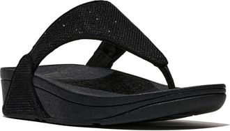 FitFlop Damen LULU SHIMMERGLITZ Zehensteg-Sandalen, Schwarz, 39 EU, Schwarz, 39 EU