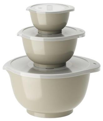 Rosti Mepal Margrethe Set de 3 Bols M&eacute;langeurs en Plastique - 3 Couvercles Inclus - Saladiers Herm&eacute;tiques - Saladiers Herm&eacute;tiques - 0,25 litre, 0,75 litre et 3 li