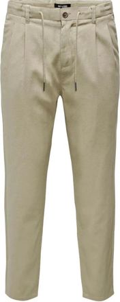 Only & Sons Only & Sons, Homme, Pantalons, Beige, Taille: W32 L32 Onsleo Crop Linen Mix Pant