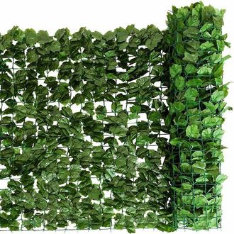Costway K&uuml;nstliches Pflanzenwand 150 x 300cm, Hecke Efeublaettern Sichtschutz Heckenpflanze Windschutz fuer Garten Dekor