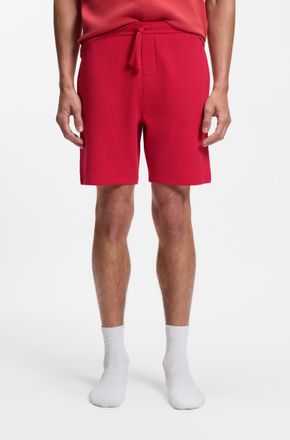 HUGO BOSS Pyjamashorts BOSS Waffle Shorts, Herren, Gr. XXL, N-Gr, medium rot 610, Jersey, Obermaterial: 60% Baumwolle, 40% Polyester, lang, Hosen