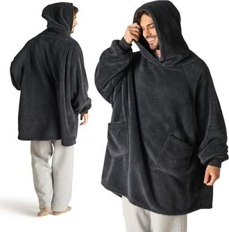 Bedsure Plaid &agrave; Capuche Adulte - Plaid Polaire avec Manche Femme Homme Couverture Manche avec Poches Portables, Plaid Pull Couverture Canape TV Hiver, 107x90 