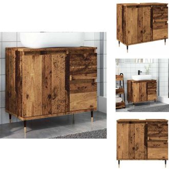 vidaXL Badschrank Altholz-Optik 65x33x60 cm Holzwerkstoff - Badschrank - Badschr&auml;nke - Badezimmerschrank - Schrank
