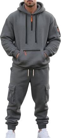 Generic 2 Pi&egrave;ces Surv&ecirc;tement Homme Sweat Hoodies Manches Longues Et Pantalon 2 Pi&egrave;ces, Baggy Et Surdimensionn&eacute;, V&ecirc;tements Chaud Fitness &Eacute;l&eacute;gant Couleur Unie P