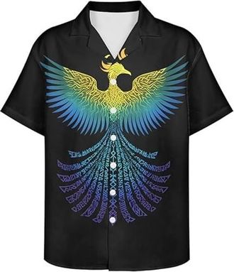 Keephen Nouveaut&eacute; Viking Chemises Hommes/Femmes Viking Animal Impression 3D Chemise Hawaiienne Chemise &agrave; Boutons Cool Plage Vacances Col &agrave; Revers Haut