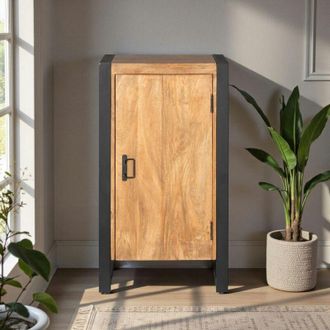 Pier Import Petit meuble de rangement bois m&eacute;tal 1 porte MILORA