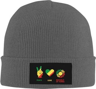 Generic Homme Femme Chapeaux Thermiques Drapeau De La République du Congo Bonnet À Manches Longues Mode Bonnet Tricoté Tête De Mort Adulte Skull Knit Hat pour