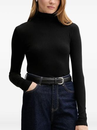 Polo Ralph Lauren haut côtelé à col montant - Noir