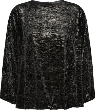 Elena Miro Lam&eacute;-Streifen-Bluse - - Blouses & Shirts - Damen - Schwarzk - XL