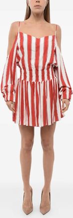 Balmain robe courte &agrave; rayures - Rose