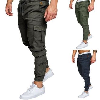 Generic Pantalon cargo pour homme - Coupe ample - Pantalon de jogging avec poches multiples - Pantalon de surv&ecirc;tement avec poignets - Pantalon dentra&icirc;nement a