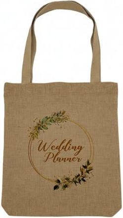 Fabulous Sac Shopping Tote Bag Aspect Lin - Wedding Planner Mariage Mari&eacute;e Cercle Fleurs - Sac de Courses Toile Epaisse 360g Beige Naturel Cabas Port&eacute; Epaule S