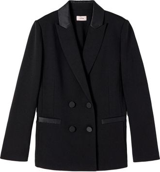 Oltre Femme, Vestes, Noir, Taille: 48 FR Blazer crois&eacute; avec boutons recouverts