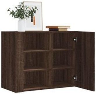 Les Tendances Armoire murale 1 porte 1 étagère Valentine L60xH75xP35 - A poser au sol ou au mur-Noyer