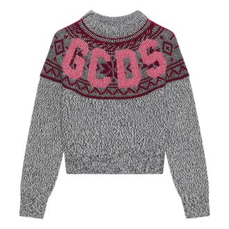 GCDS Intarsia Logo Pullover - - Knitwear - Damen - Grau - M