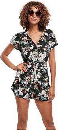 Urban Classics Femme Courte et Ceinture en Viscose pour Femme Combinaison, Black Tropical., S EU
