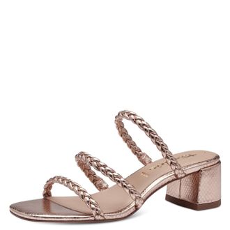 Tamaris Damen Mules Pantoletten mit Absatz Vegan Blockabsatz; ROSE GOLD/metallic; 40