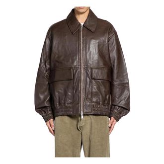 STUDIO NICHOLSON Piston Leder Bomberjacke - - Jackets - Herren - Braun - M