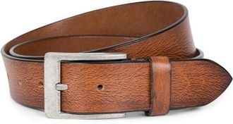styleBREAKER Ceinture en cuir de boeuf unisexe Couleurs unies avec surface vein&eacute;e et boucle bross&eacute;e, ajustable 03010126, couleur:Cognac, taille:105cm