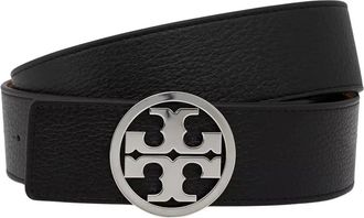 Tory Burch Femme, Accessoires, Noir, Taille: M Ceinture R&eacute;versible en Cuir avec Boucle Logo
