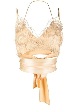 Alberta Ferretti Besticktes Seidentop - Nude