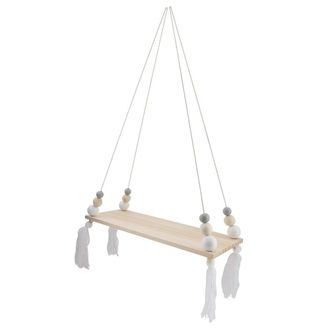 Generic KIMISS H&auml;ngendes Wandregal mit Perlen und Quasten - Rundes Aufbewahrungsregal aus Holz f&uuml;r die Inneneinrichtung, Perfekt f&uuml;r die Dekoration von Wohn- 