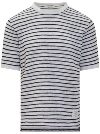 Thom Browne t-shirt à rayures - Bleu