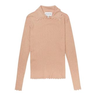 Munthe Feminine Rippstrickbluse mit auff&auml;lligen Details - - Knitwear - Damen - Braun - L