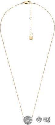 Fossil Collier et boucles doreilles pour femmes en acier inoxydable avec fermoir mousqueton